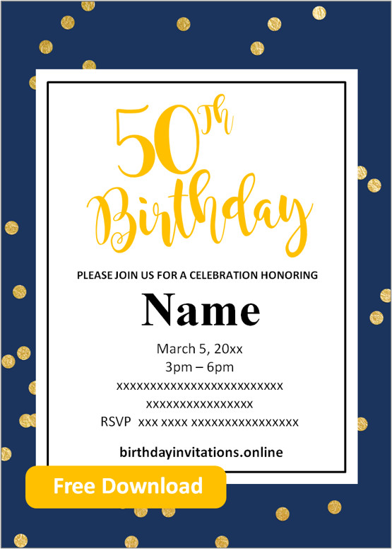 Printable 50th Birthday Card
