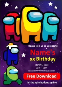 FREE Among Us Birthday Invitation Template | Edit Online