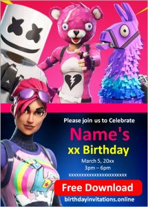 FREE Fortnite Birthday Invitation Template | Edit Online
