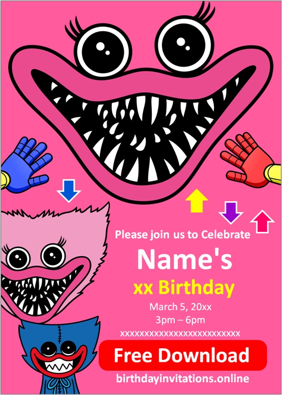Huggy Wuggy Birthday Invitations Birthday Invitations