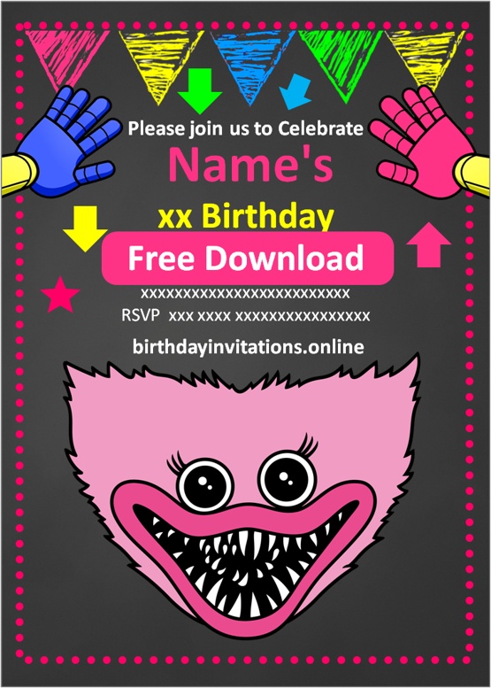 Huggy Wuggy Birthday Invitations Birthday Invitations