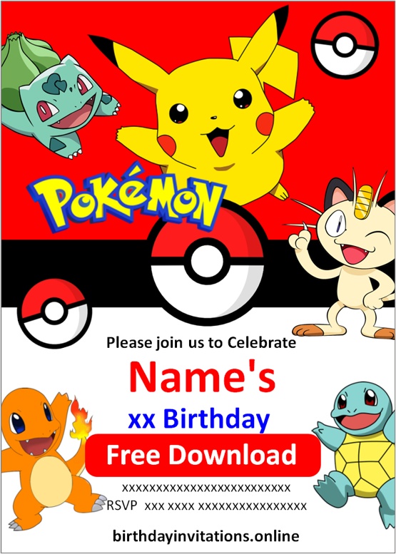 Free Editable Template Pok mon Invitation 01 2023 Lupon gov ph