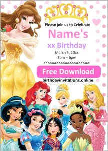 [FREE] DISNEY PRINCESS birthday Invitations | Template | online