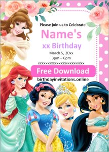 [FREE] DISNEY PRINCESS birthday Invitations | Template | online