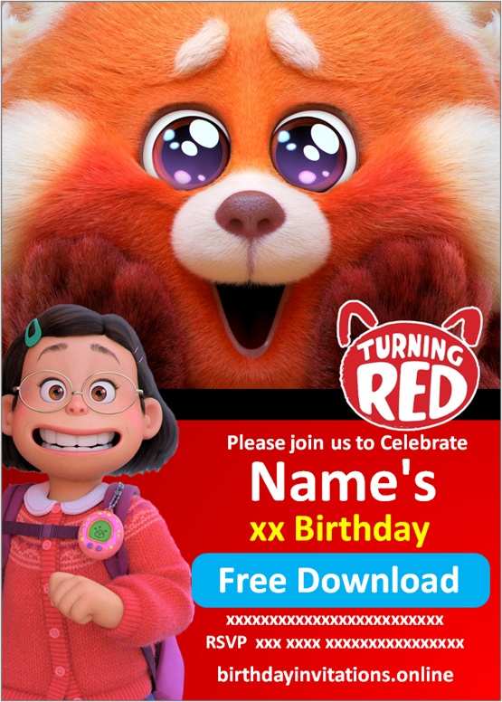 Turning Red Invitations Template