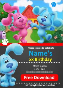 FREE Blue's Clues Birthday Invitation Template | Edit Online