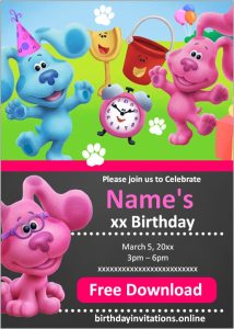 FREE Blue's Clues Birthday Invitation Template | Edit Online