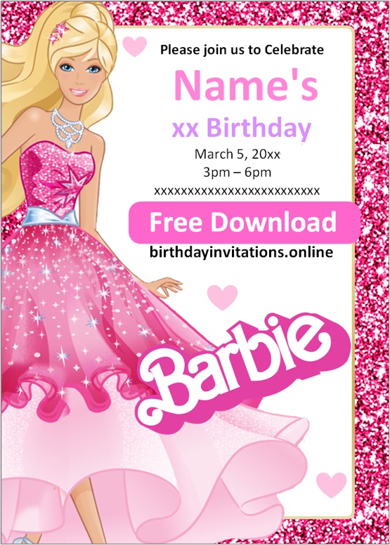 Barbie Invitations Birthday Invitations