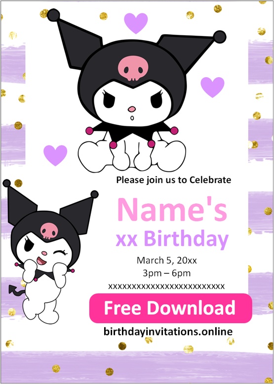 Kuromi And My Melody Invitations Birthday Invitations