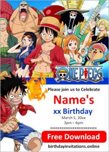 One Piece Invitations Birthday Invitations
