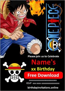 One Piece Invitations Birthday Invitations