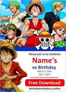 One Piece Invitations Birthday Invitations