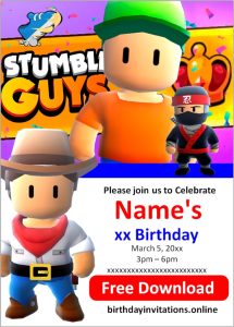 Stumble Guys Invitations Birthday Invitations