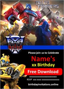 Transformers Invitations Birthday Invitations