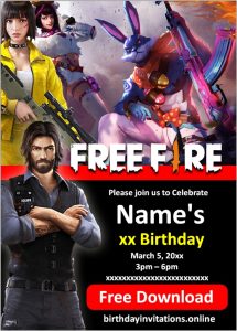 Free Fire Invitations Birthday Invitations