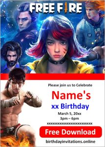 Free Fire Invitations Birthday Invitations