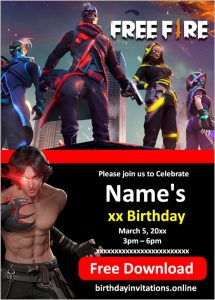 Free Fire Invitations Birthday Invitations