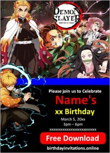 FREE Demon Slayer Birthday Invitation Template | Edit Online