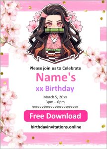 FREE Demon Slayer Birthday Invitation Template | Edit Online