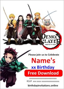 FREE Demon Slayer Birthday Invitation Template | Edit Online