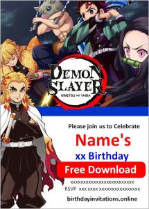 FREE Demon Slayer Birthday Invitation Template | Edit Online