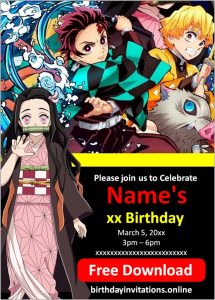 FREE Demon Slayer Birthday Invitation Template | Edit Online
