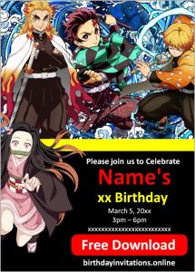 FREE Demon Slayer Birthday Invitation Template | Edit Online