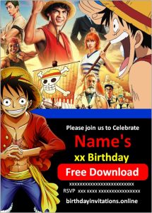 One Piece Invitations Birthday Invitations