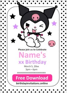 FREE Kuromi Birthday Invitation Template | Edit Online