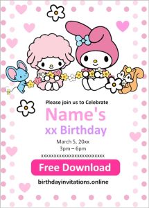 FREE My Melody Birthday Invitation Template | Edit Online